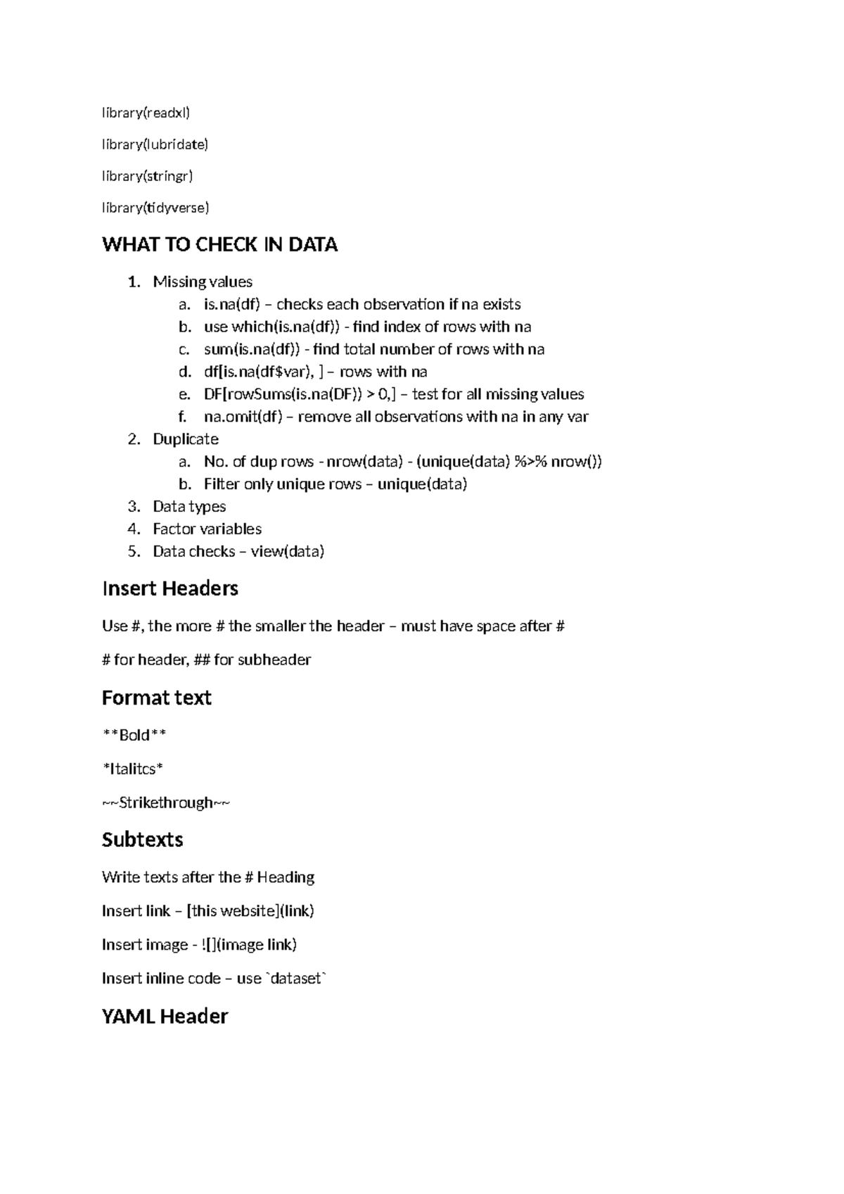 R Markdown Notes Libraryreadxl Librarylubridate Librarystringr