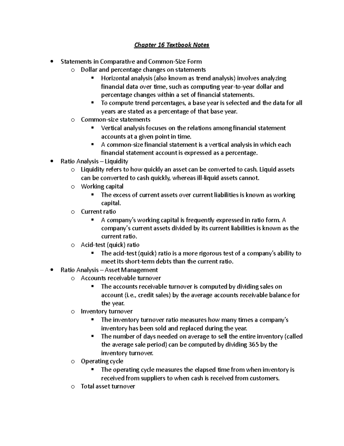 Chapter 16 Textbook Notes - Chapter 16 Textbook Notes Statements in ...