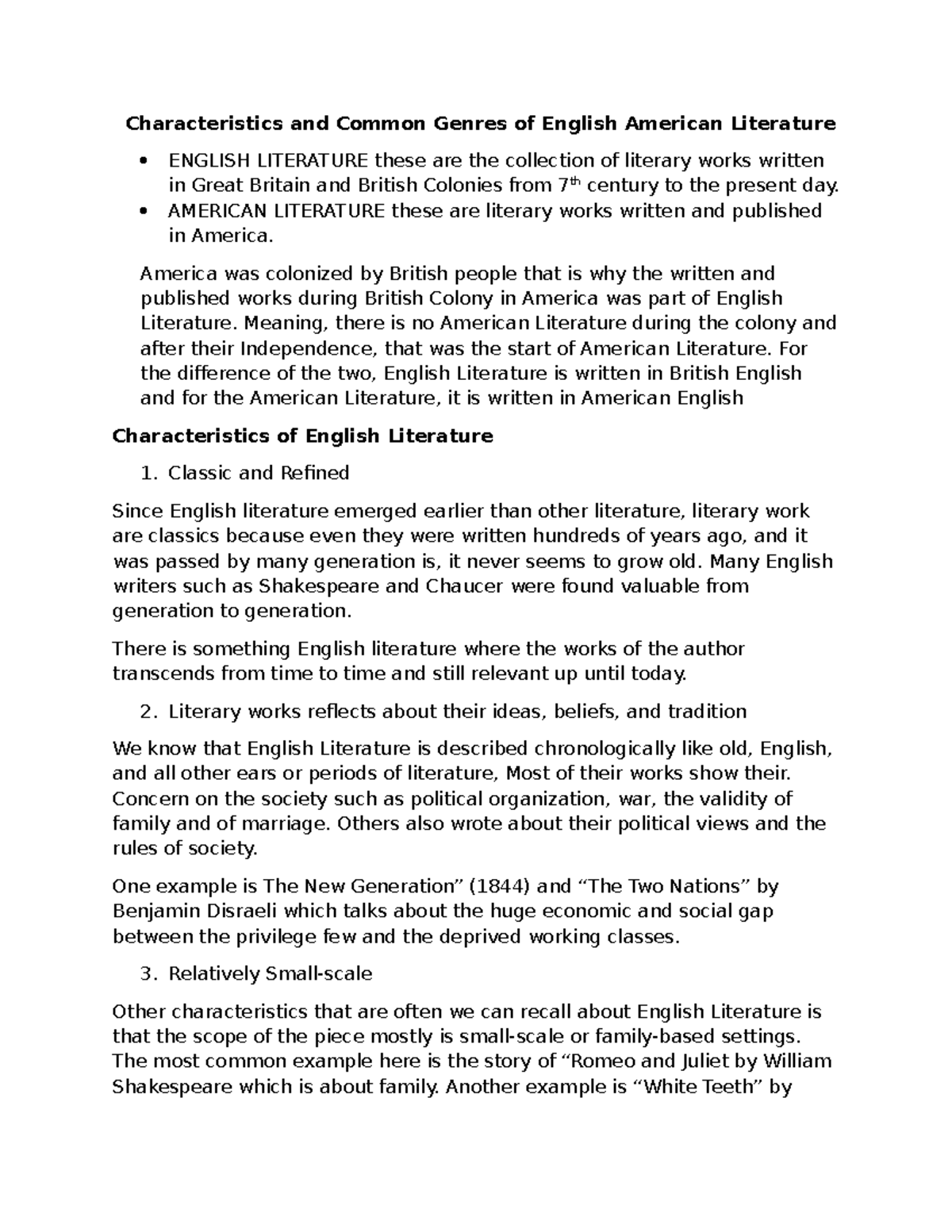 Characteristics and Common Genres of English-American Literature ...