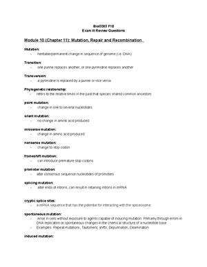 Genetics Final Exam Review - FINAL REVIEW 1 Module 1, Chapter 1 ...