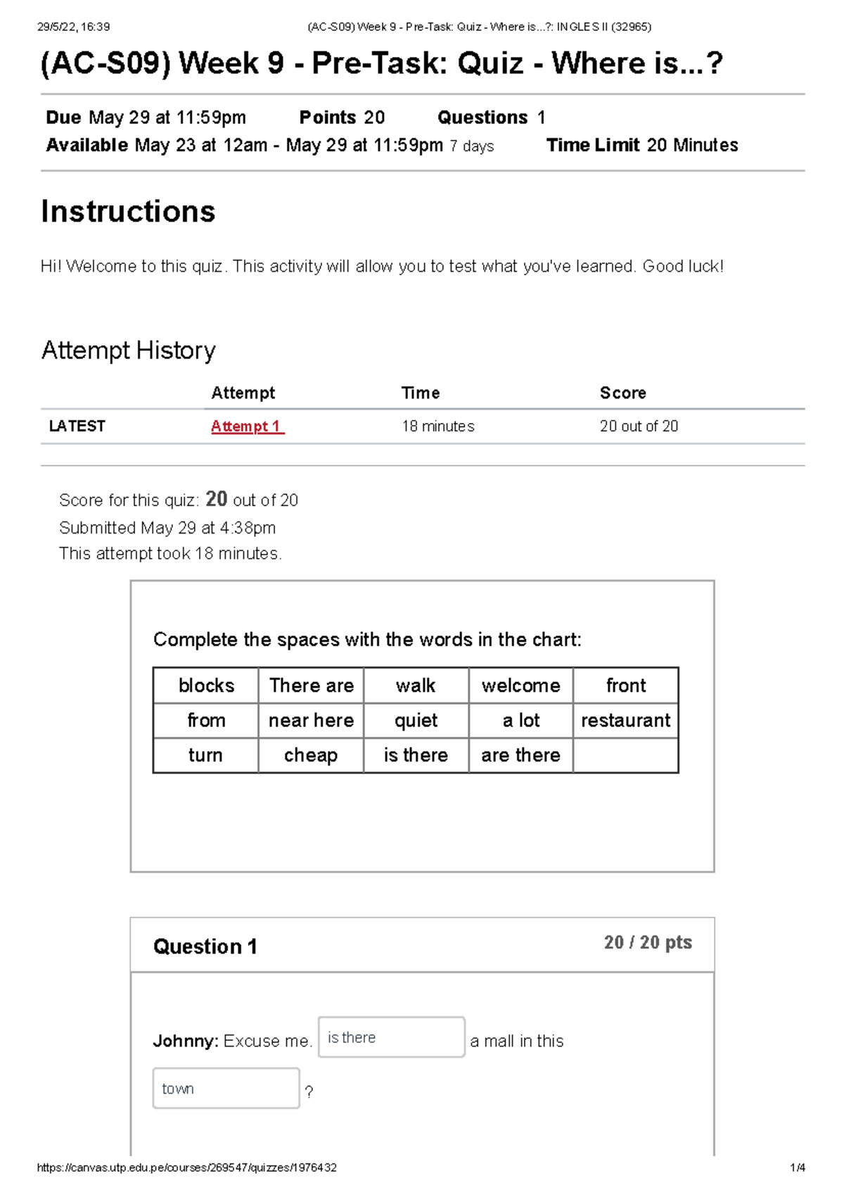 (AC-S09) Week 9 - Pre-Task Quiz - Where is... Ingles II (32965) - (AC-S09) Week 9 - Pre-Task ...