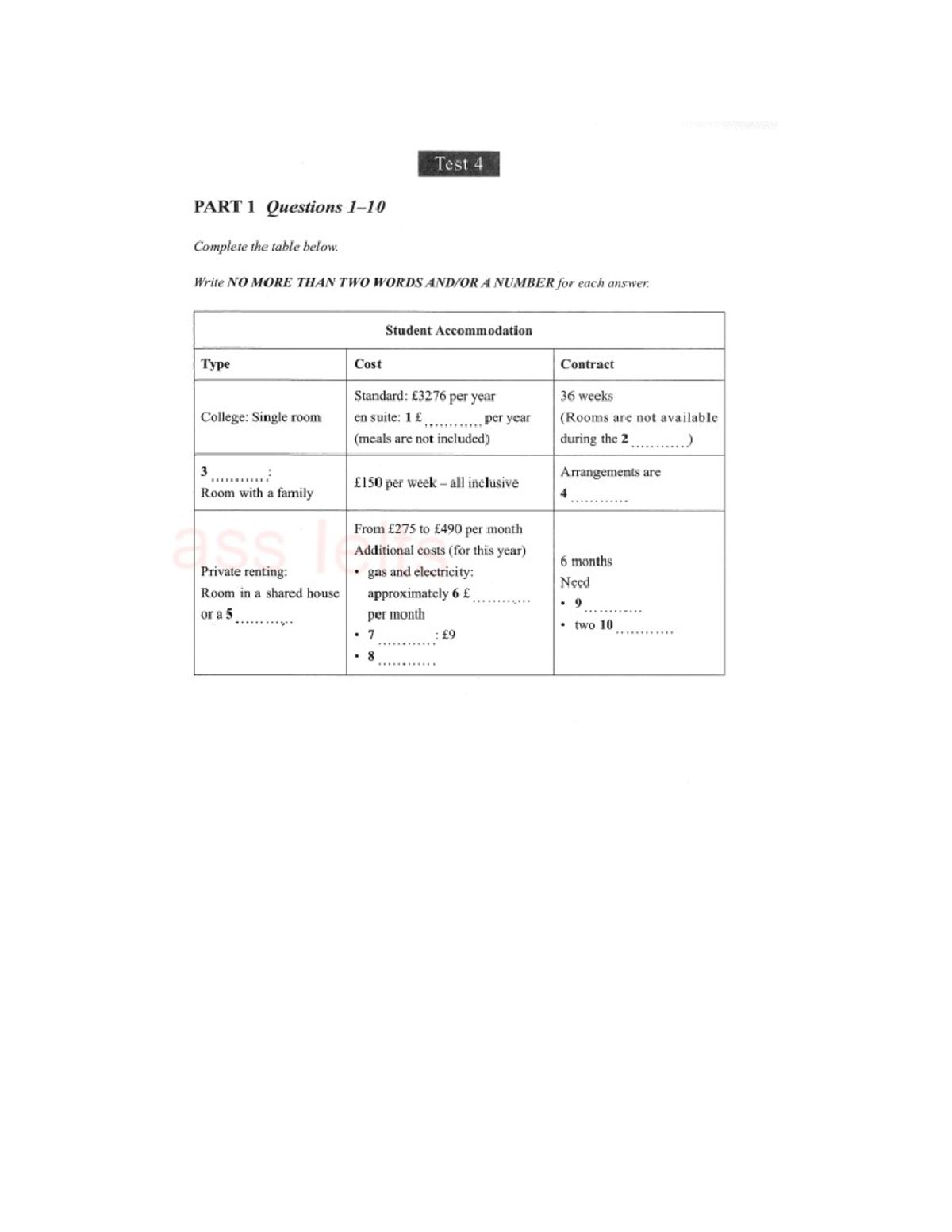 Test 4 - 12345 - Test 4 PART 1 Questions Complete the table below ...