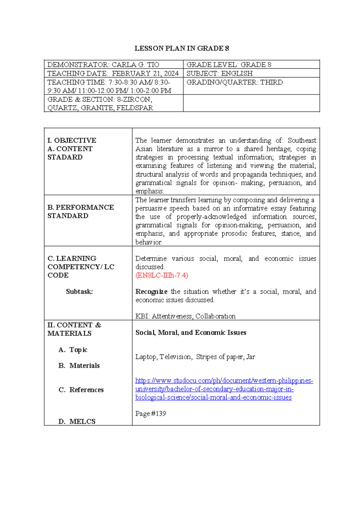 February 21, 2024 DONE - Lesson Plan - LESSON PLAN IN GRADE 8 ...