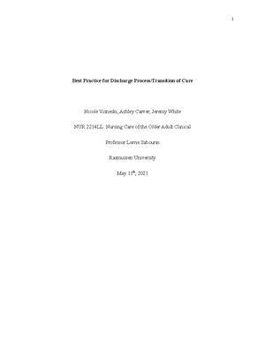 NUR2356 Module 05 Assignment - Module 5 Assignment Design a Care Map ...