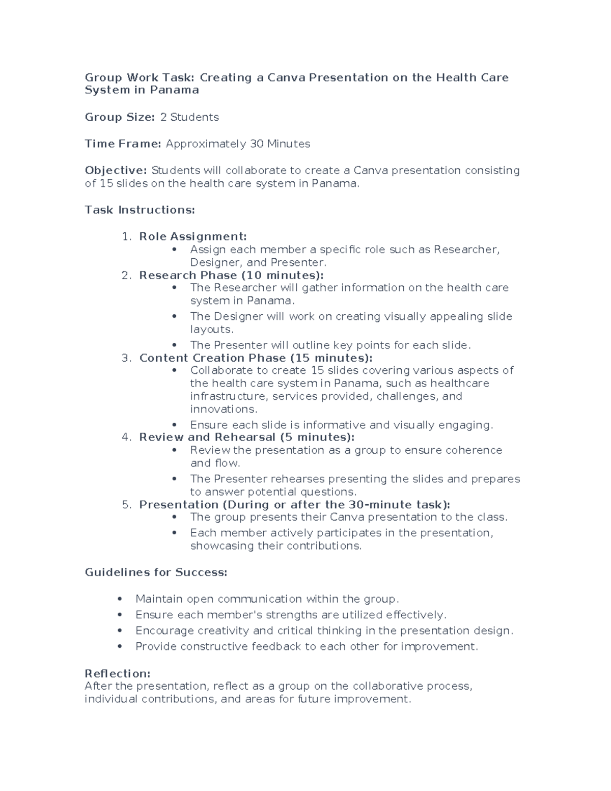 Group Work Task Canva MED II - Group Work Task: Creating a Canva ...