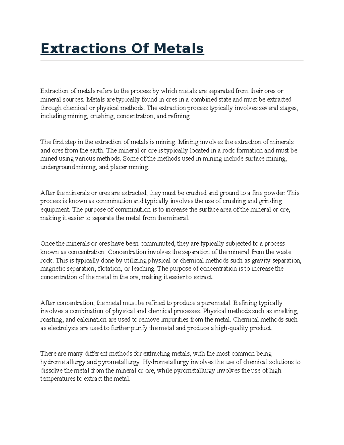 Extractions Of Metals - Extractions Of Metals Extraction of metals ...