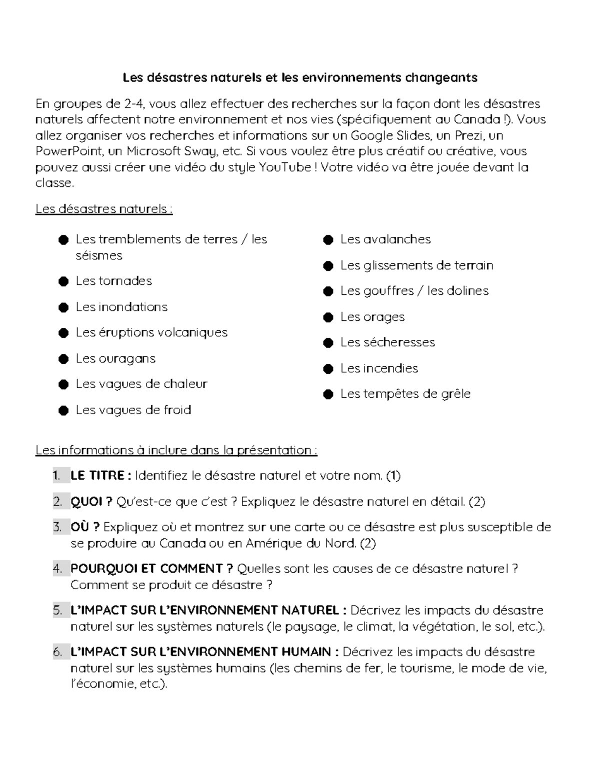 Wyatt Walton - 3.3 Les désastres naturels et les environnements ...