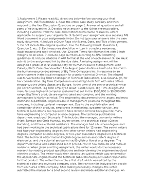 HRMN 400 Assignment 2 Instructions - Assignment 2: Case Study 1 Part B: Onboarding and ...