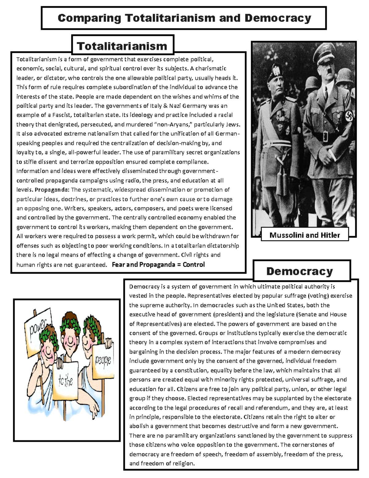Comparing-Totalitarianism - Comparing Totalitarianism and Democracy ...