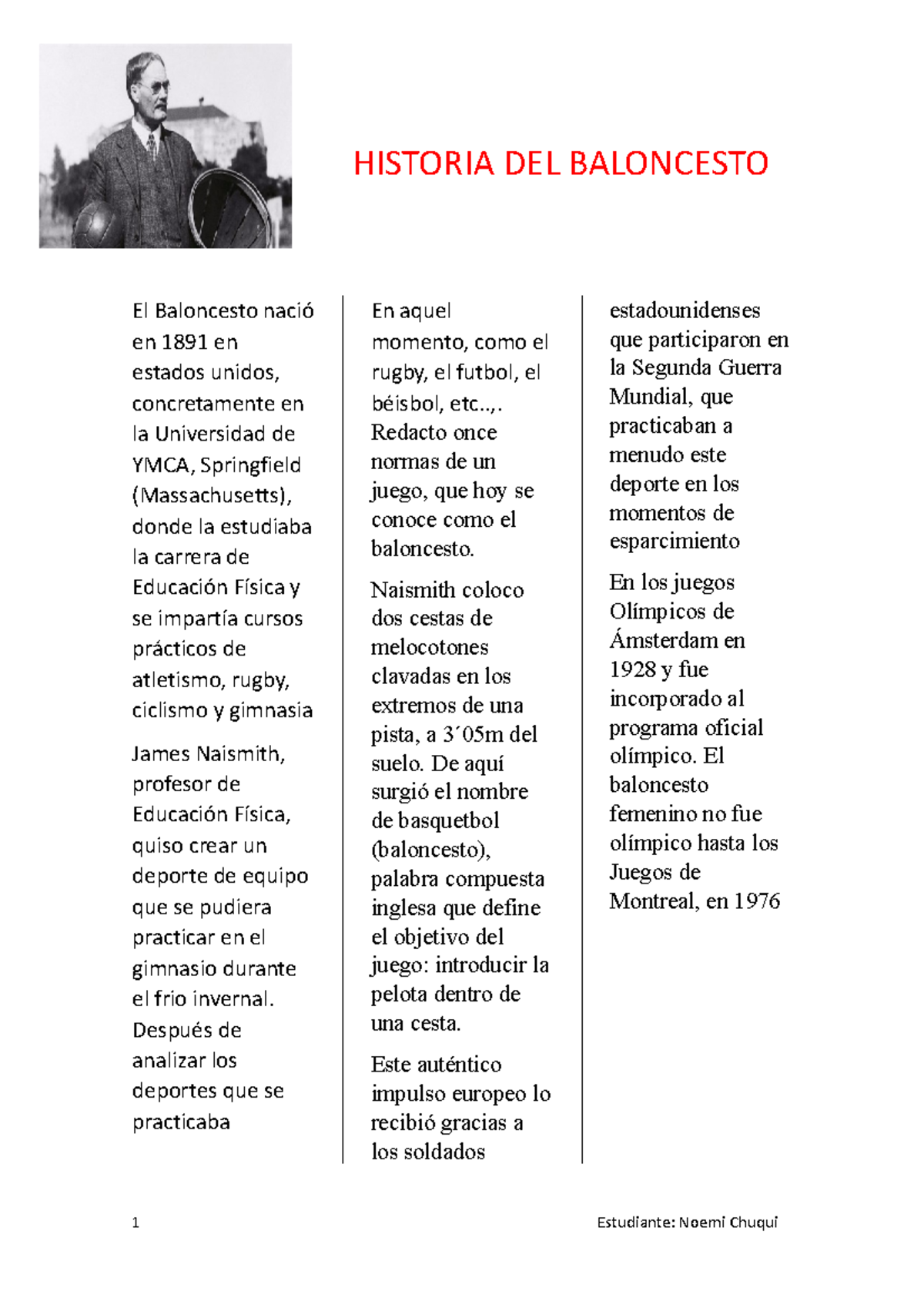 Baloncesto (1) - cem - HISTORIA DEL BALONCESTO El Baloncesto nació en ...