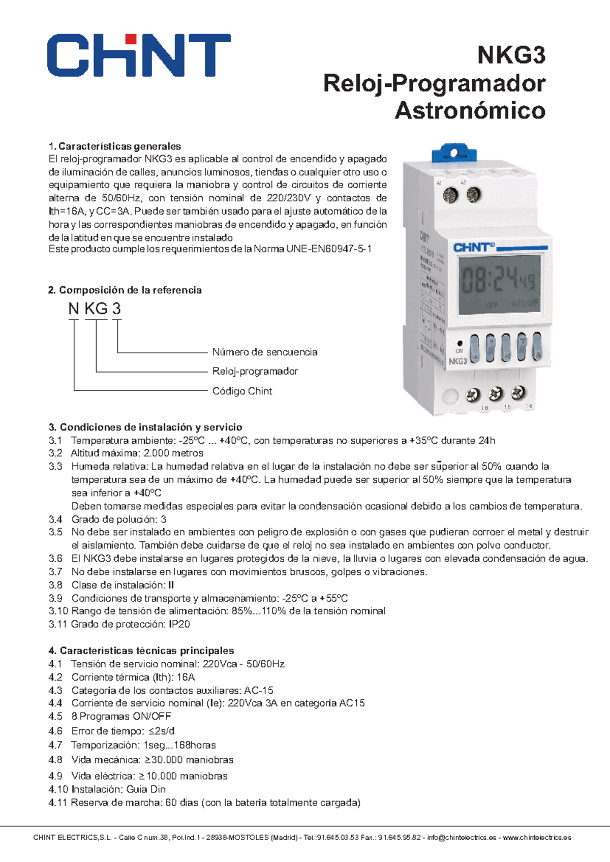 Nkg3 - Hola - Reloj-Programador Astronómico Características generales El reloj-programador NKG3 ...