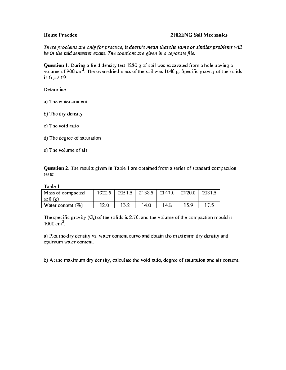 Practical Practice Questions For The Exam Home Practice 2102ENG 
