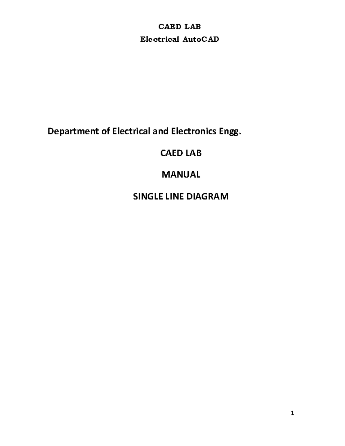 Computer Aided Machine Design Single Line Diagram Manual - Electrical ...