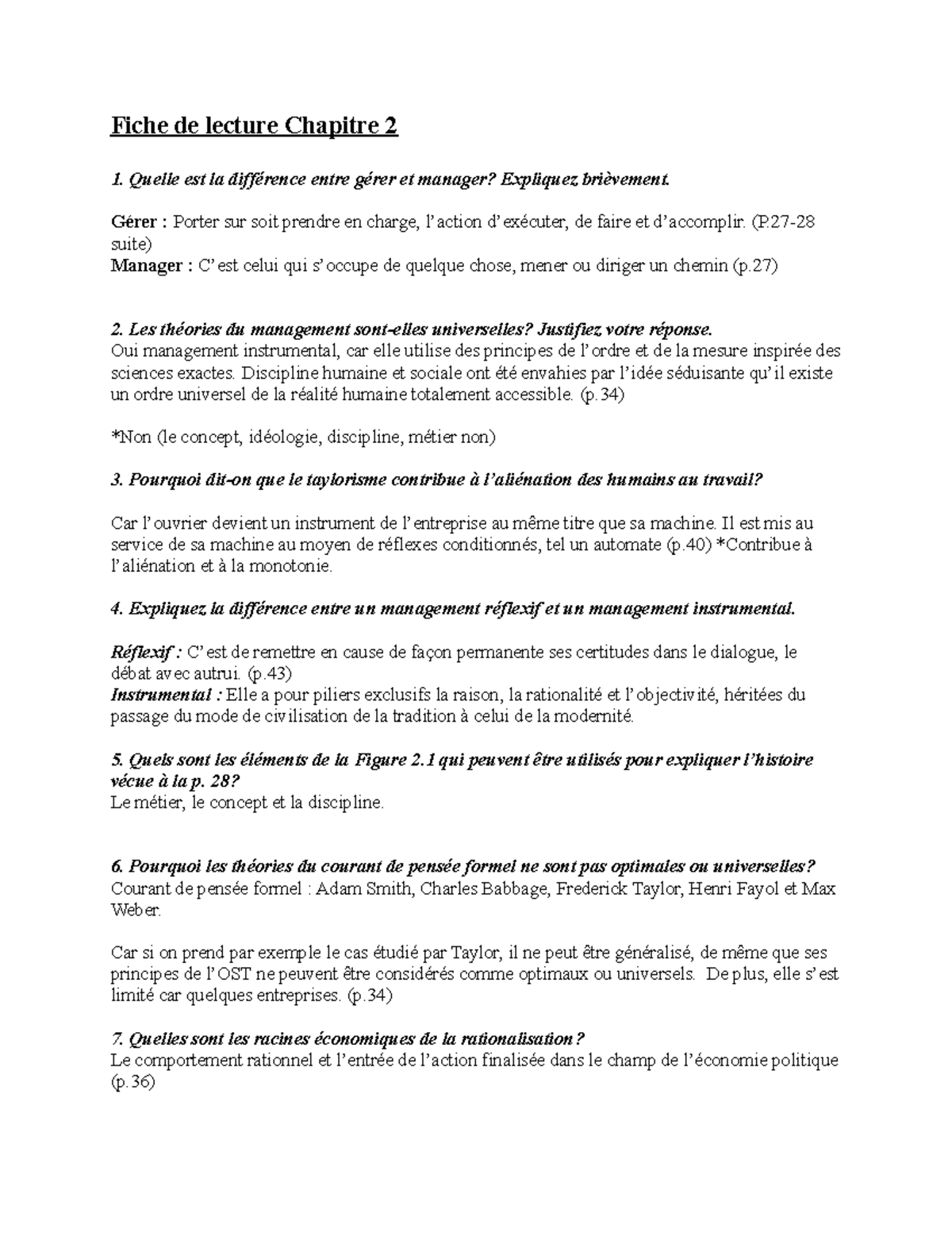 Fiche lecture chap 2 - N/A - Fiche de lecture Chapitre 2 Quelle est la ...