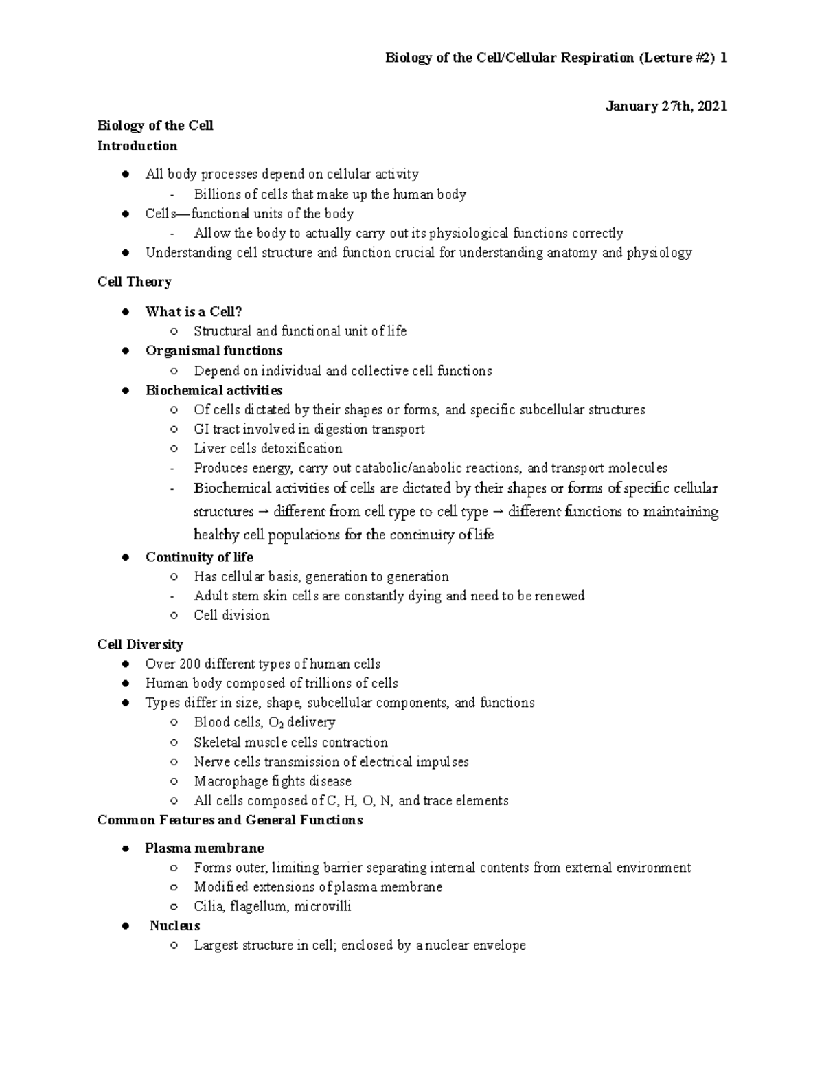 BIOL 2040-01 Biology Cellular Respiration - January 27th, 2021 Biology ...