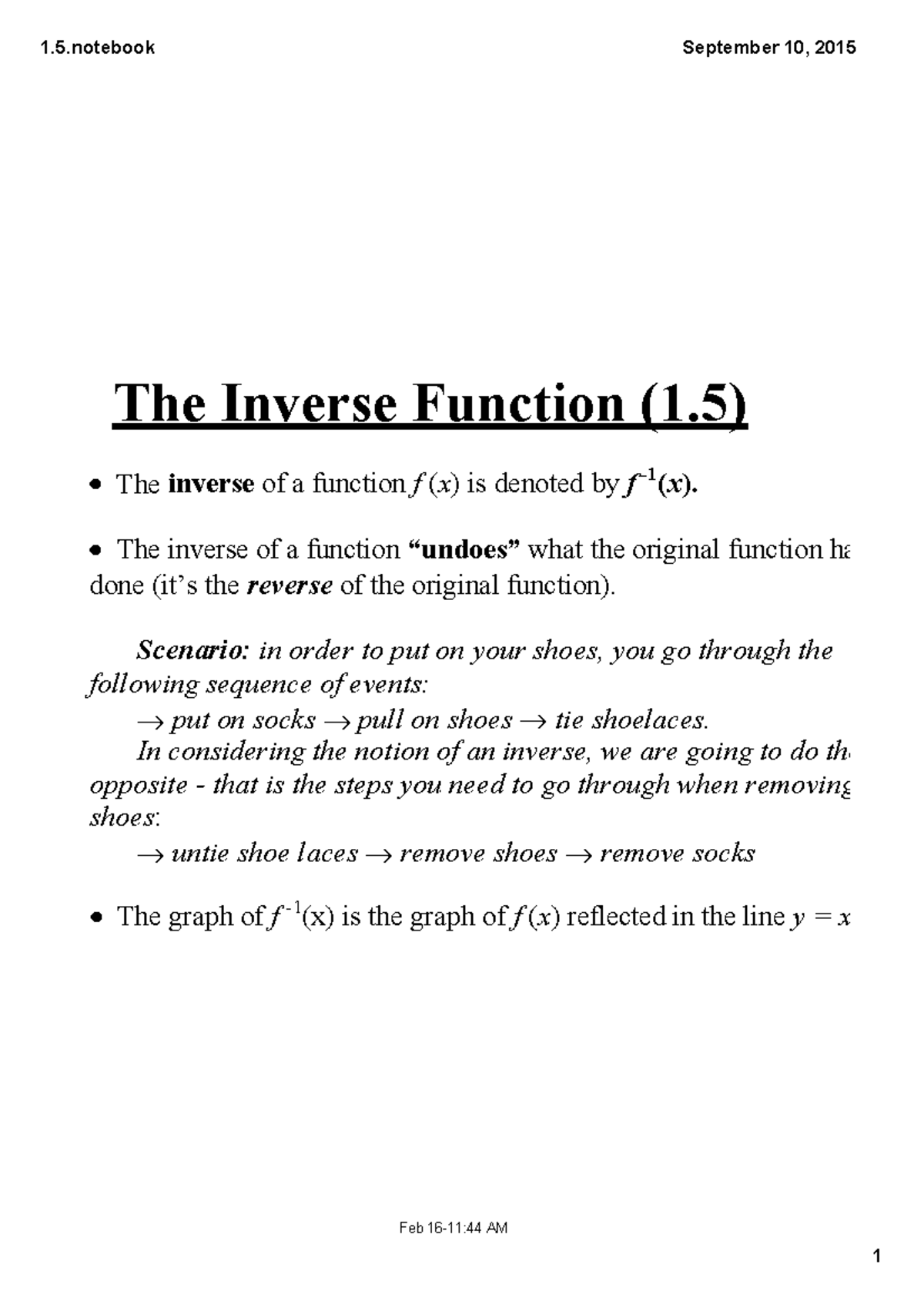 1 5 The Inverse Function Feb 1611 44 Am The Inverse Function 1