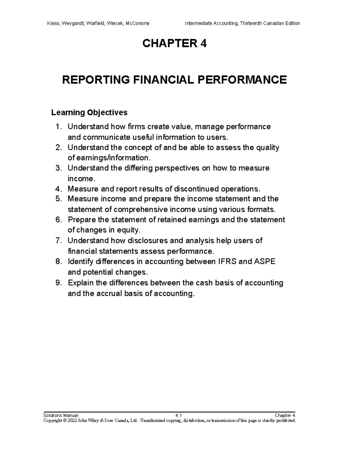 Sm04 posted - solutions - CHAPTER 4 REPORTING FINANCIAL PERFORMANCE Learning Objectives 1. - Studocu