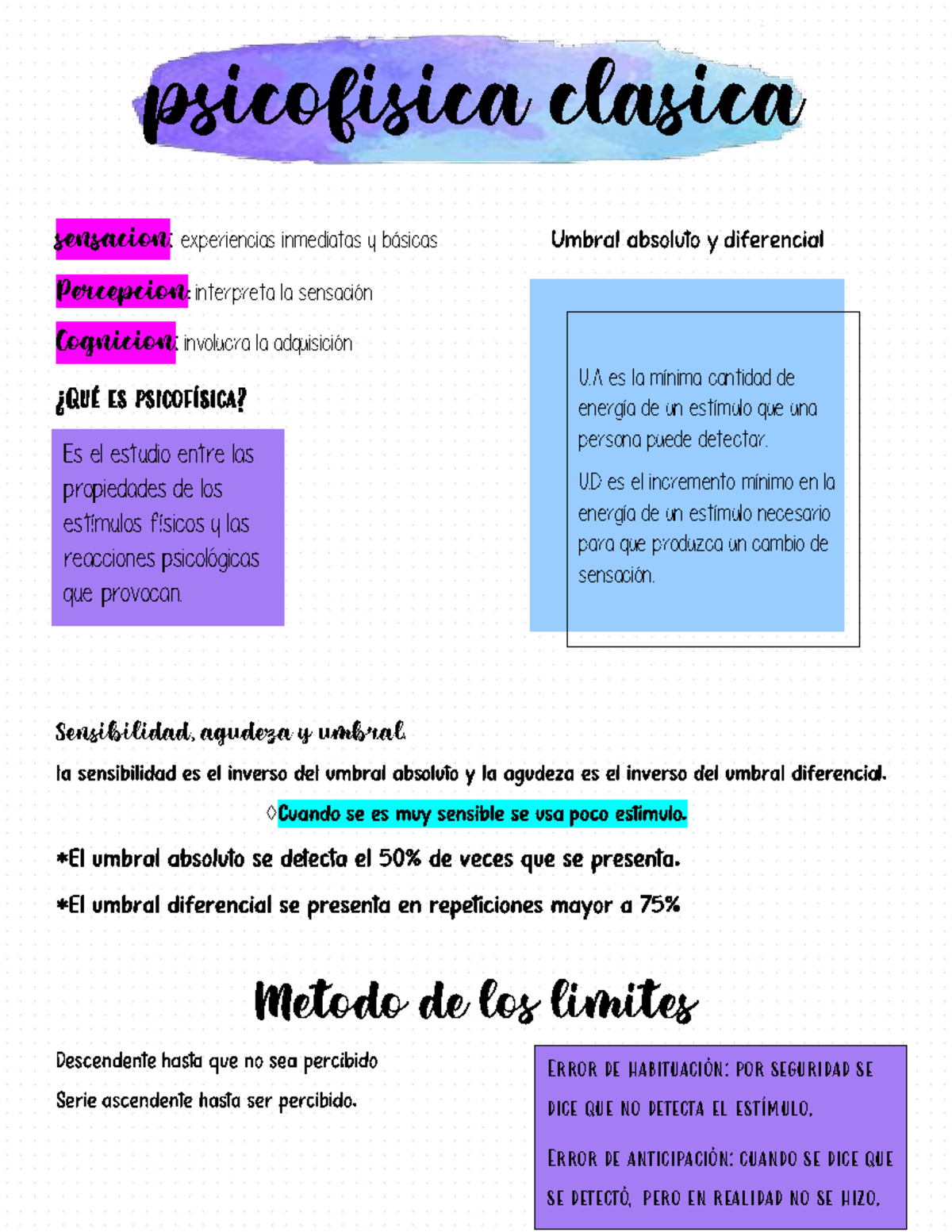 Psicofisica - ……. - psicofÌsica cl·sica sensaciÛn: experiencias inmediatas y b·sicas PercepciÛn ...