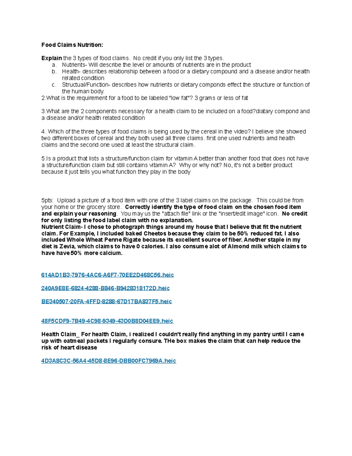 Food Claims Nutrition - Homework - Food Claims Nutrition: Explain the 3 ...
