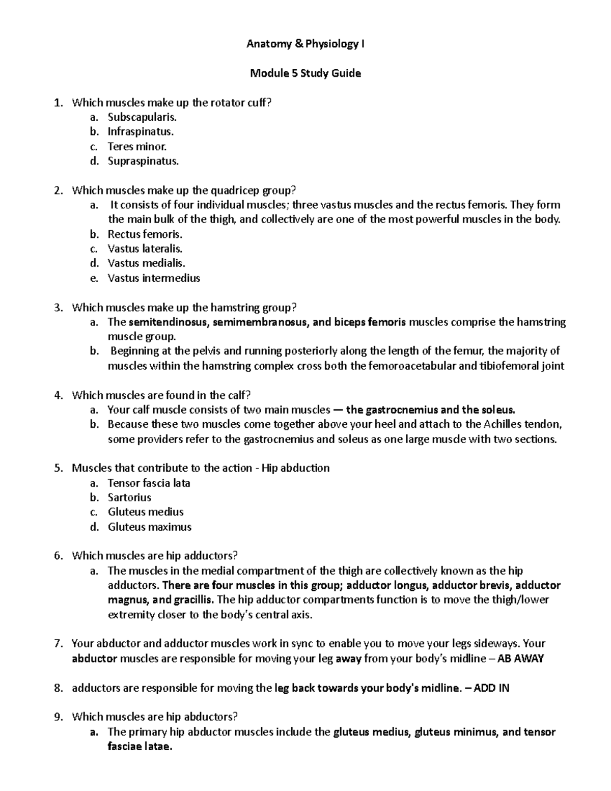 A and P Module 5 Study-Guide Complete - Anatomy & Physiology I Module 5 ...