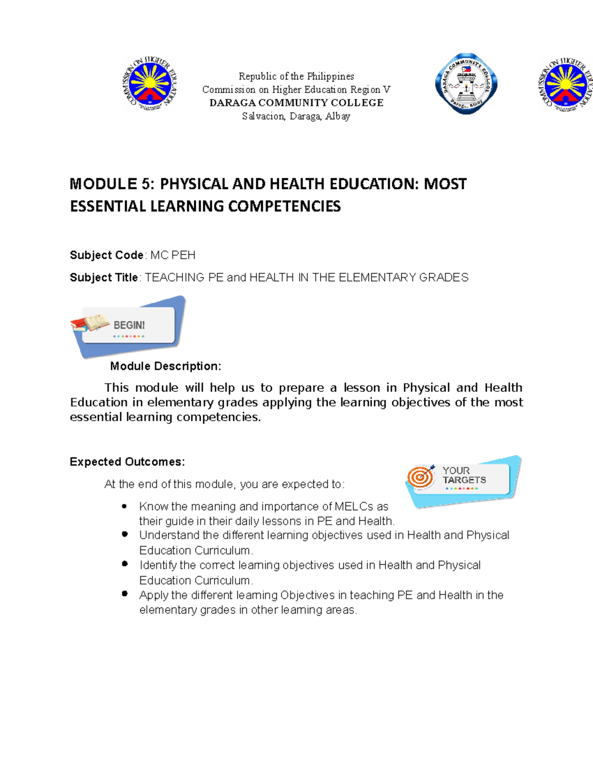MELCs- Mcpeh-module 5 - Education - Republic of the Philippines ...