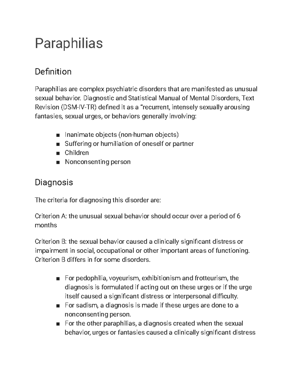 Paraphilias - sutherland - Paraphilias Definition Paraphilias are ...