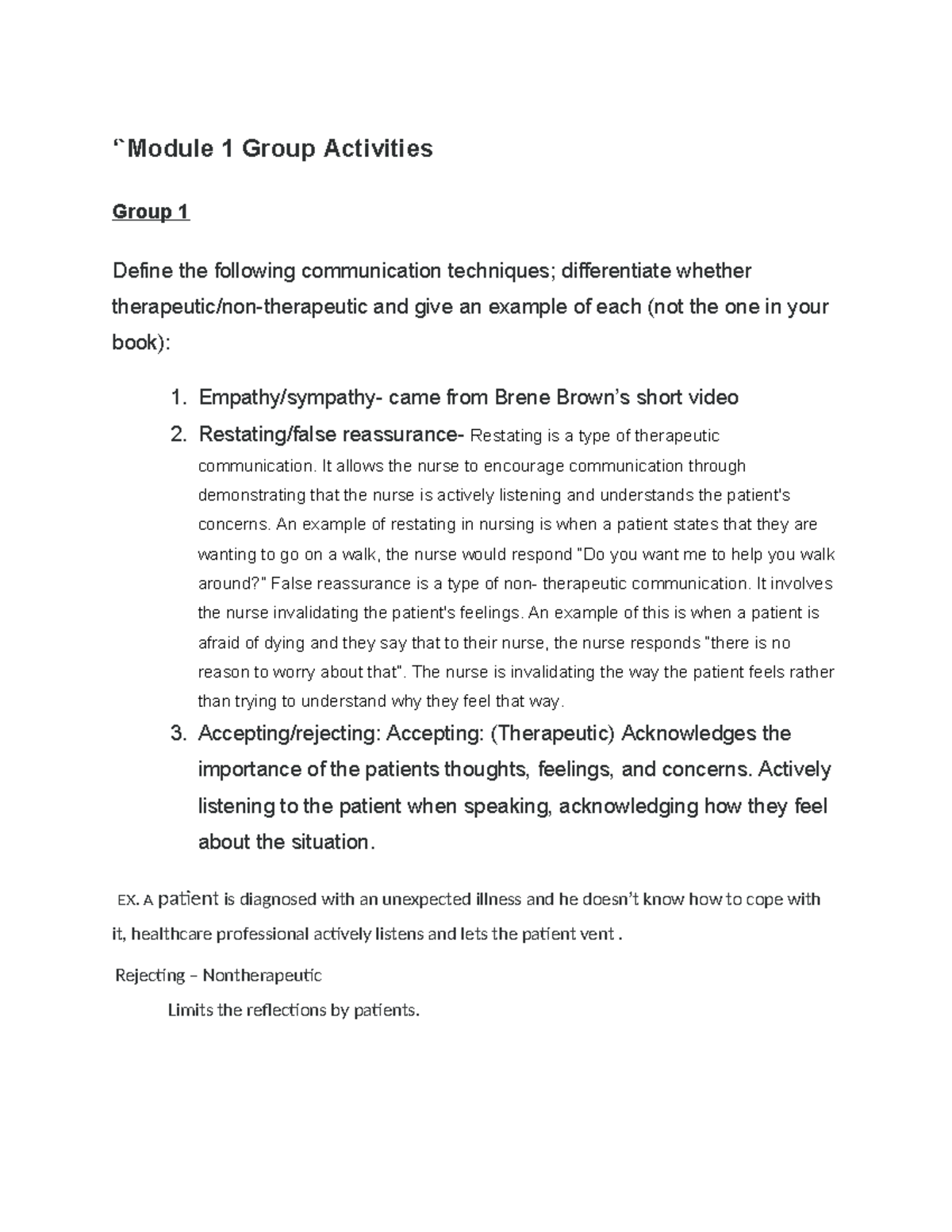 Copy of Module 1 Group Activities - ‘`Module 1 Group Activities Group 1 Define the following ...