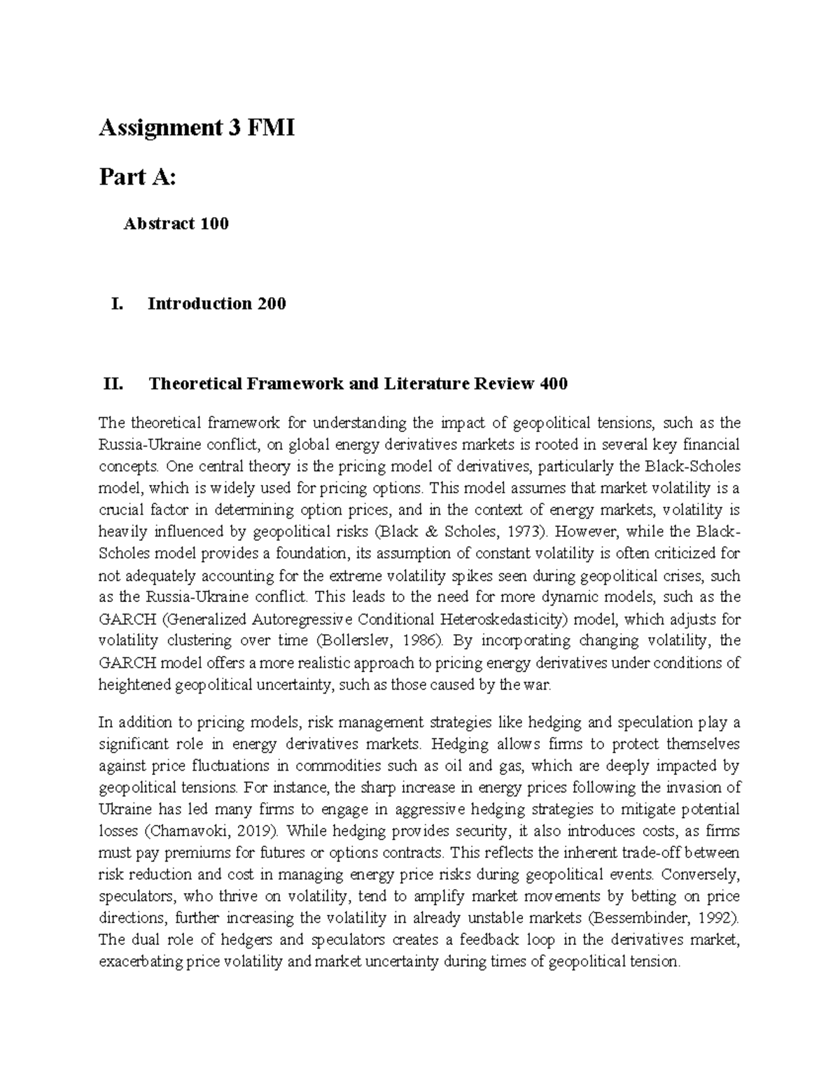 FMI Assignment 3 - Assignment 3 FMI Part A: Abstract 100 I. Introduction 200 II. Theoretical ...
