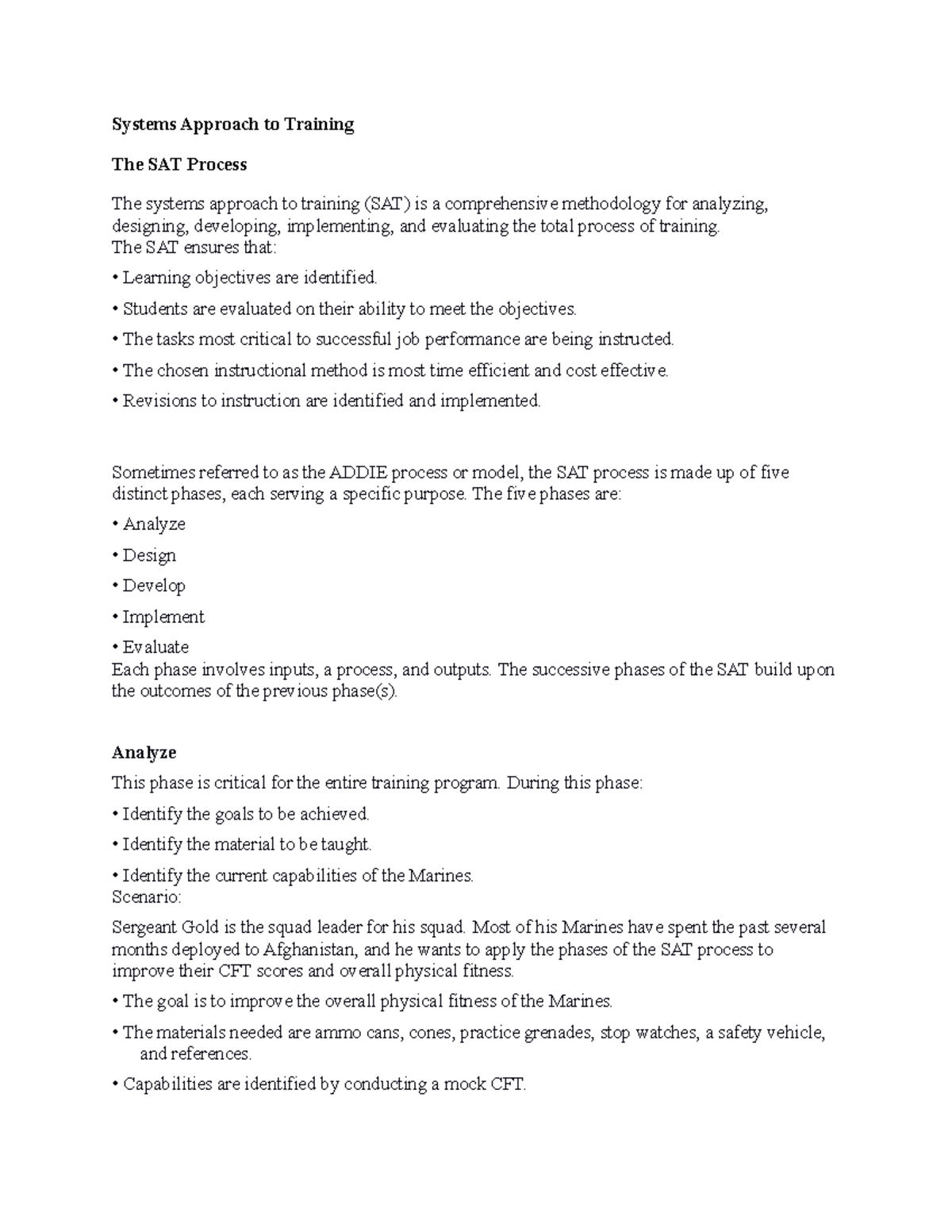 Training Sgt's Course - Systems Approach to Training The SAT Process ...