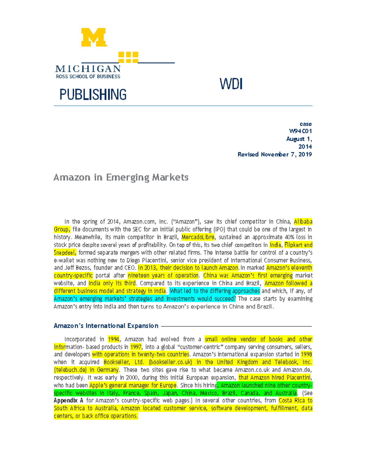 Amazon - international business - case W94C August 1, 2014 Revised ...