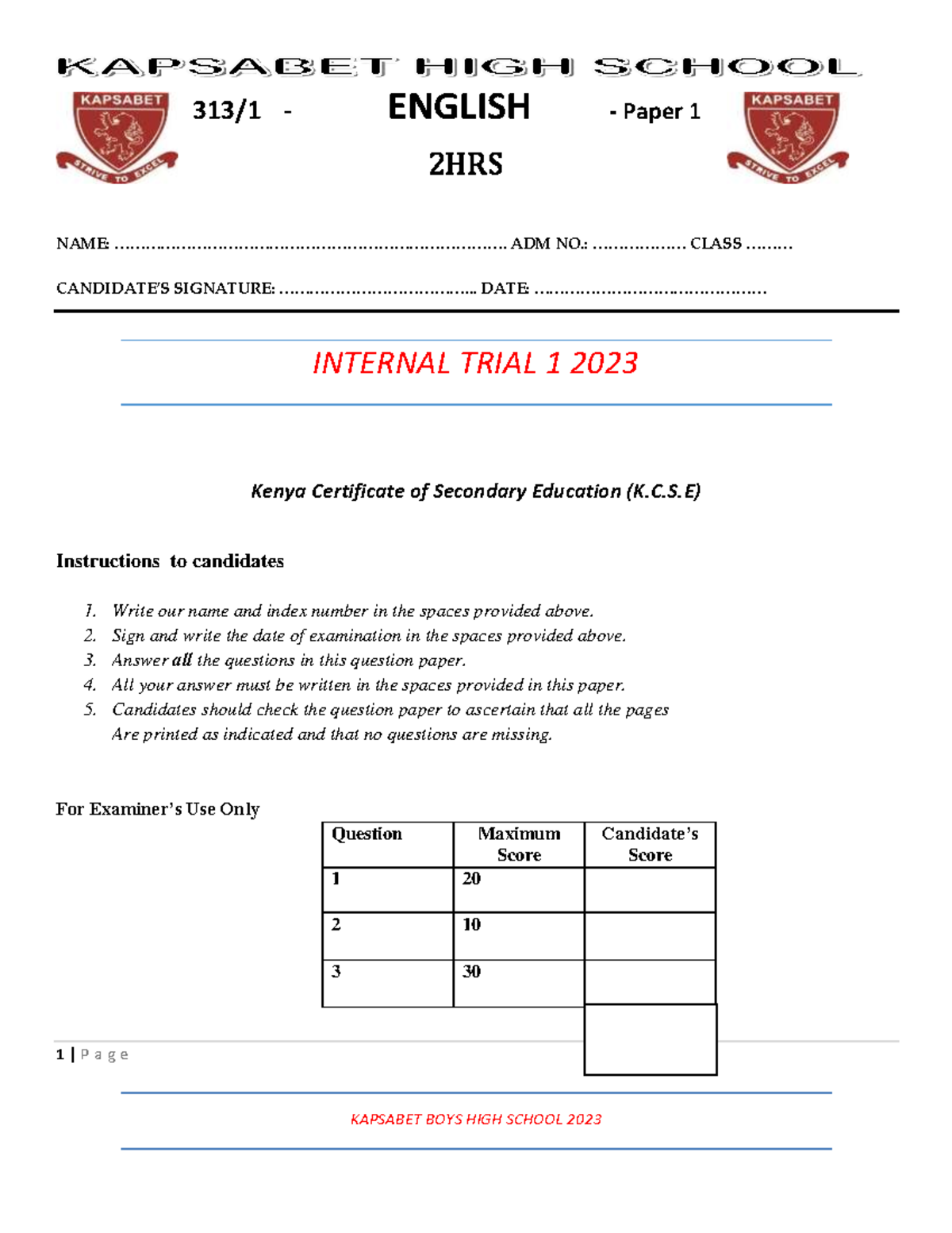 ENG-PP1- Questions - content knowledge - 1 | P a g e 313/1 - ENGLISH ...