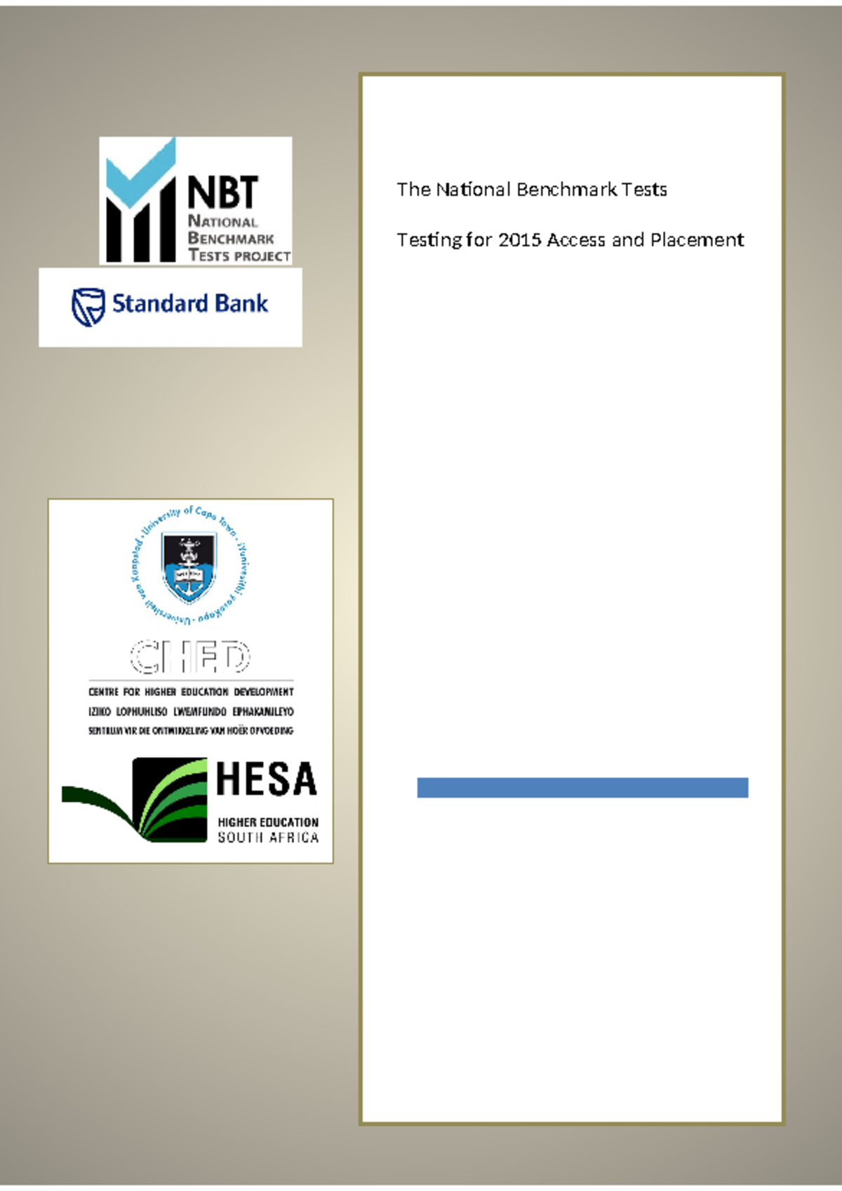 Brochure for schools v2 - The National Benchmark Tests Testing for 2015 ...