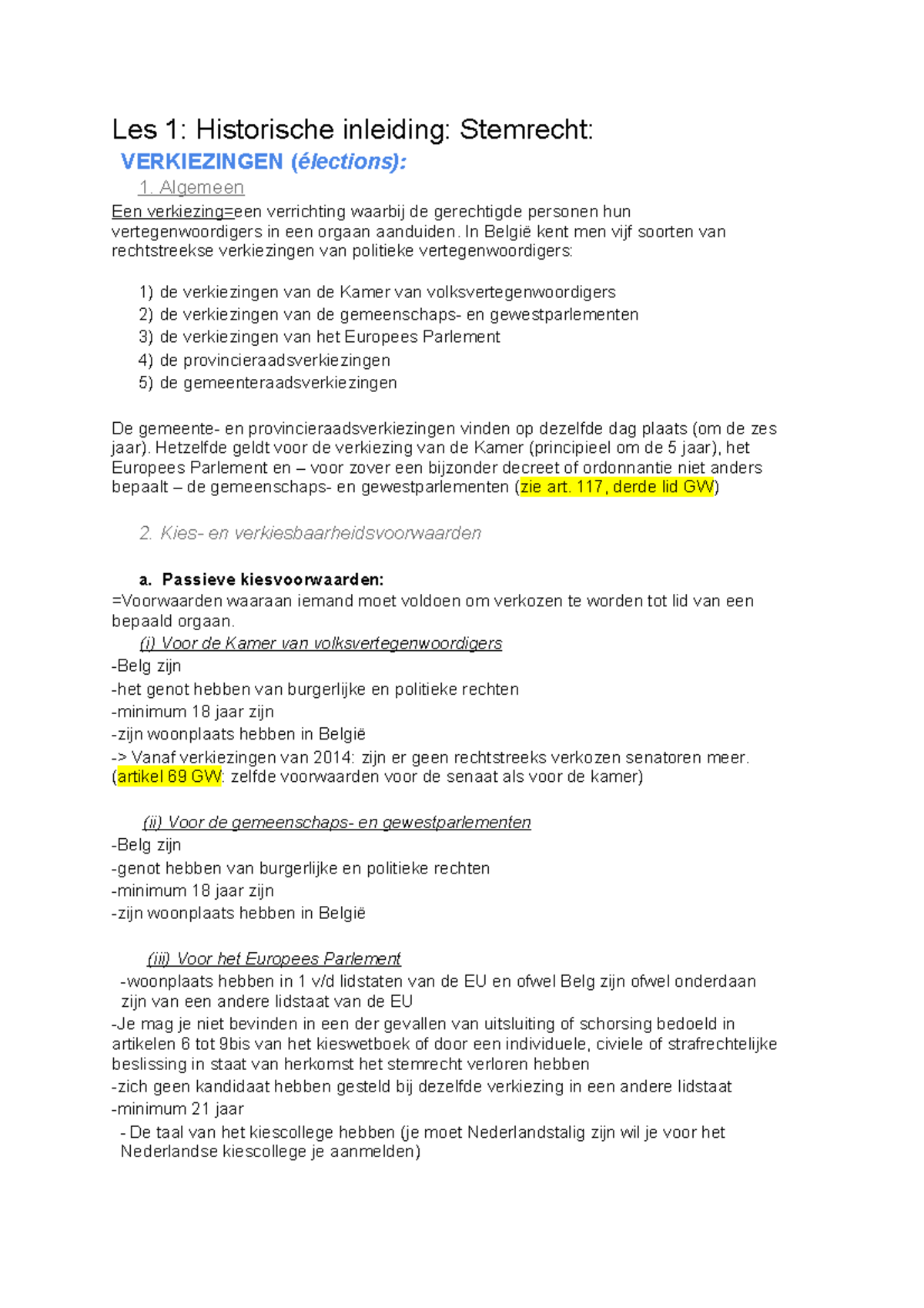 Basisbegrippen publiekrecht 1ste semester - Les 1: Historische ...