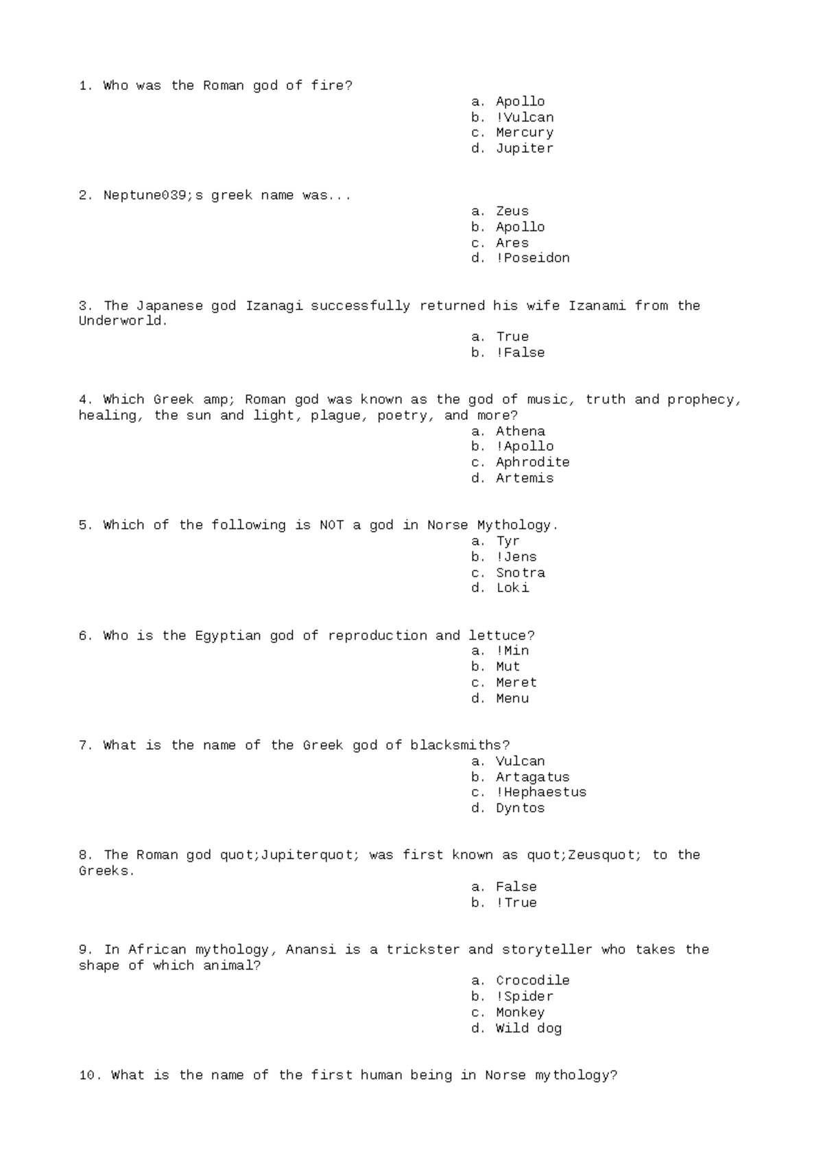 ASTR184 Homework Help 1 - Who was the Roman god of fire? a. Apollo b ...