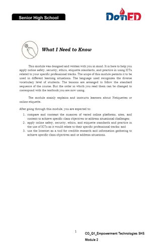 Empowerment Technology M 3.2 - QUARTER 1 – MODULE 3: APPLIED ...