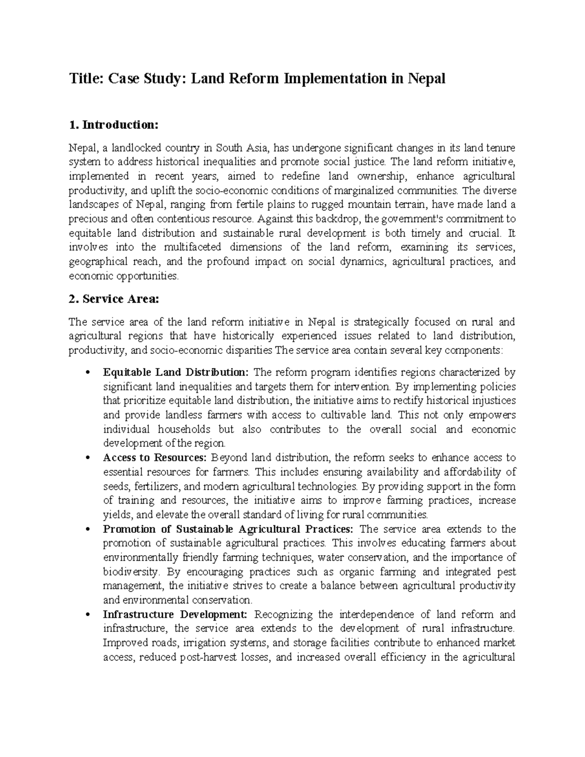 Case study - look it for practical - Title: Case Study: Land Reform Implementation in Nepal 1 ...