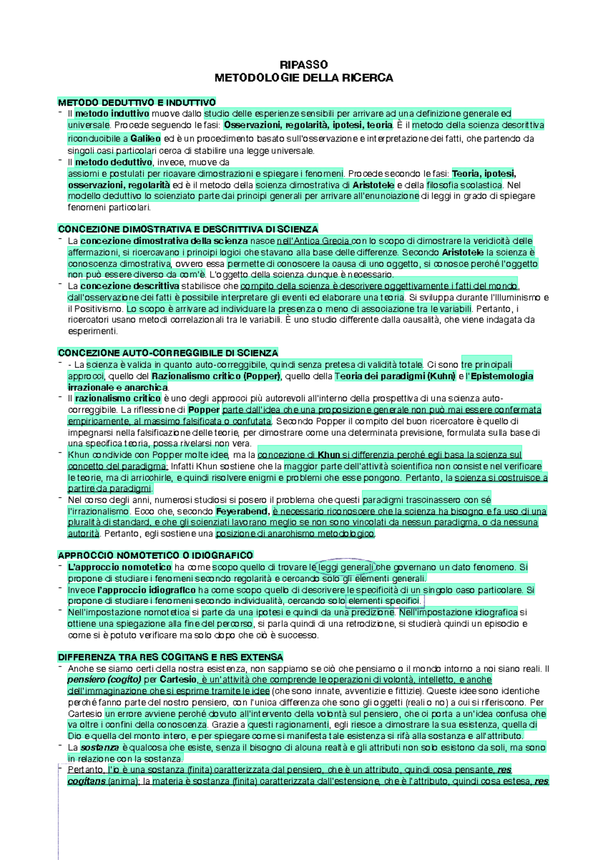 Ripasso metodologie della ricerca - RIPASSO METODOLOGIE DELLA RICERCA ...