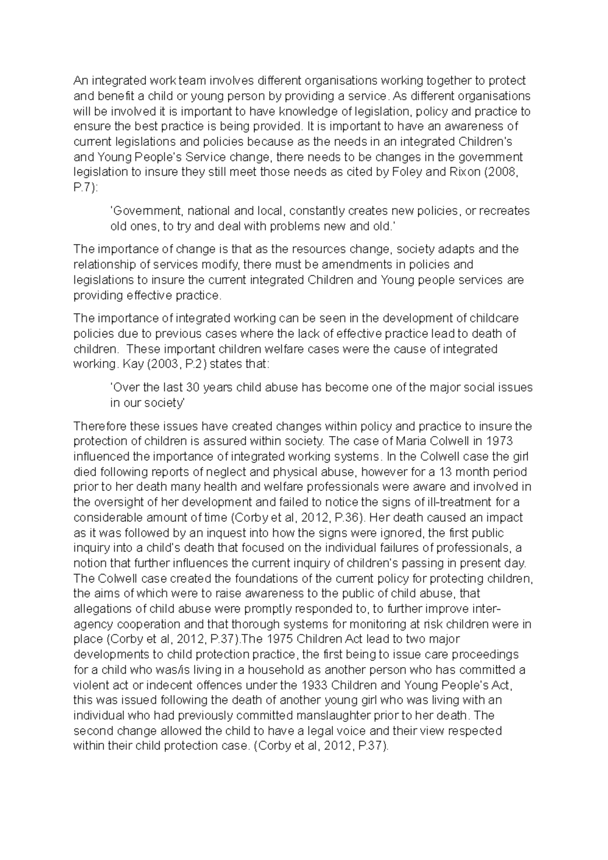 Integrated Working essay - An integrated work team involves different ...