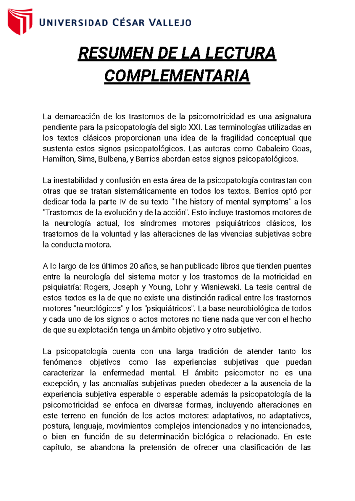 Resumen DE LA Lectura Complementaria - RESUMEN DE LA LECTURA COMPLEMENTARIA La demarcación de ...