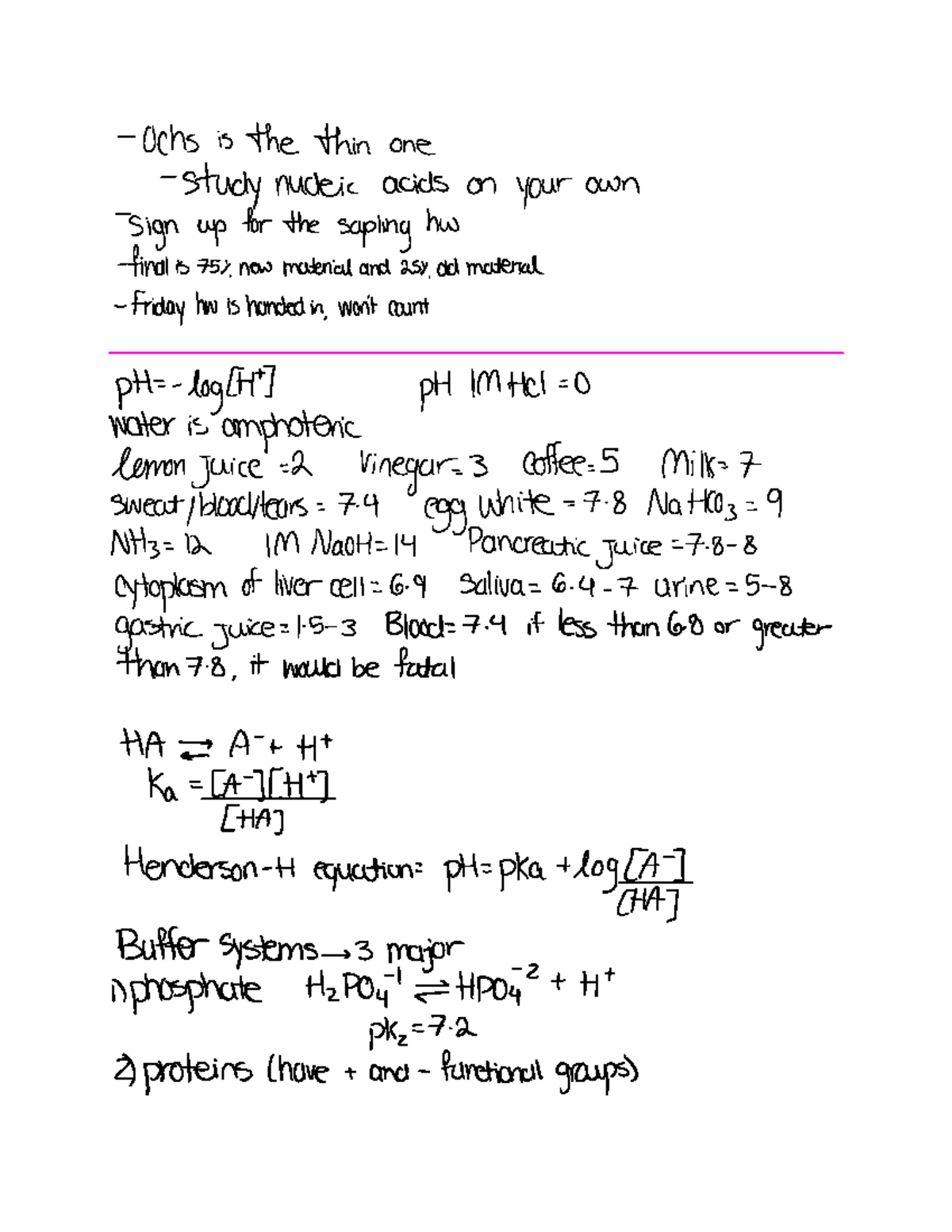 Week 1 biochem - Lecture notes 1 - Ochs is the thin one study nucleic ...