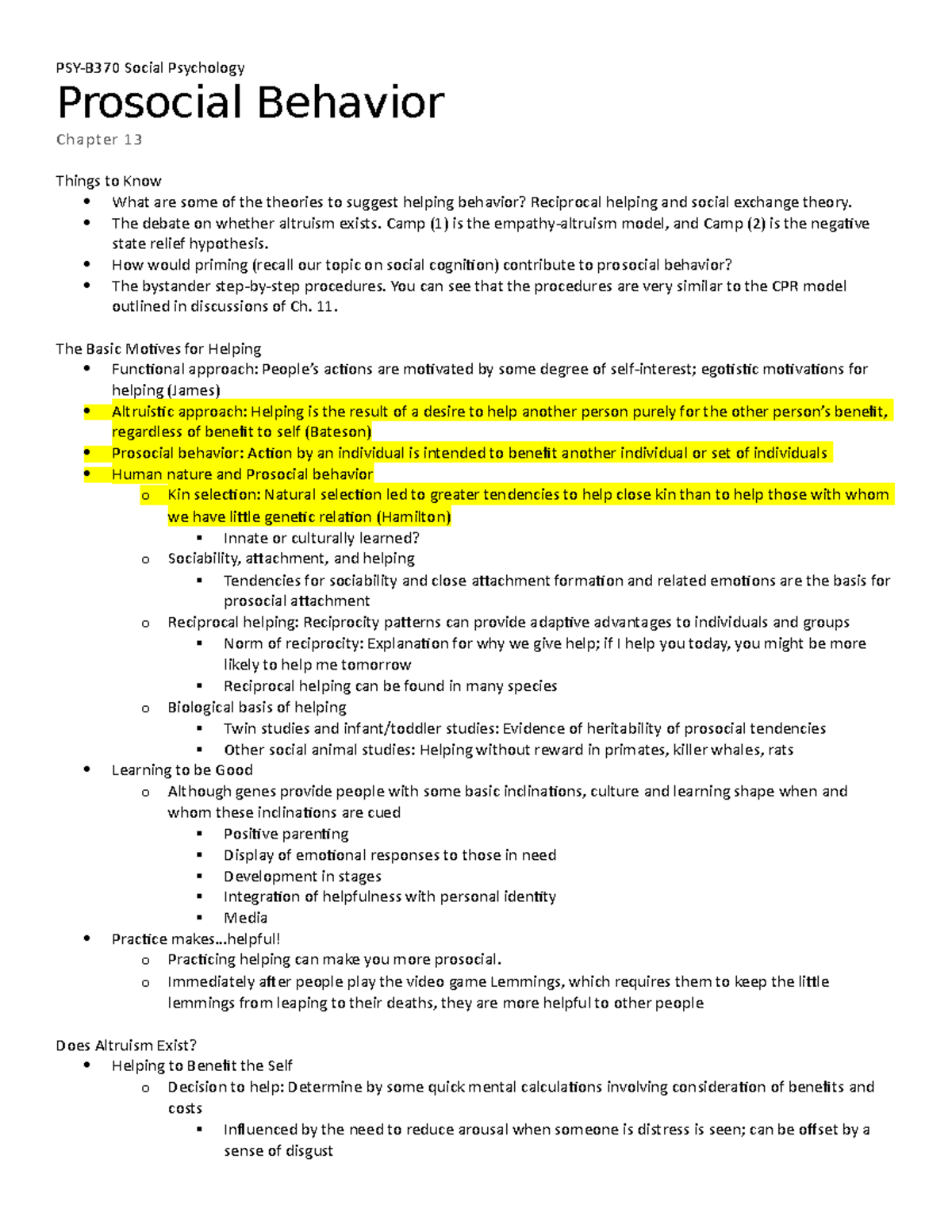 Prosocial Behavior - Prosocial Behavior Chapter 13 Things to Know What ...