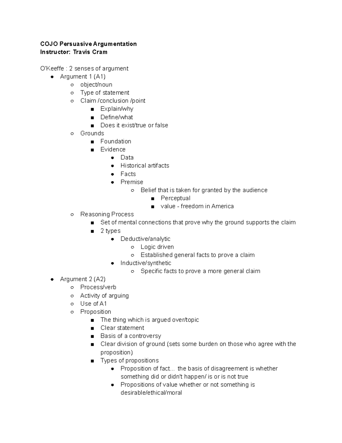 Persuasive Argumentation - COJO Persuasive Argumentation Instructor ...