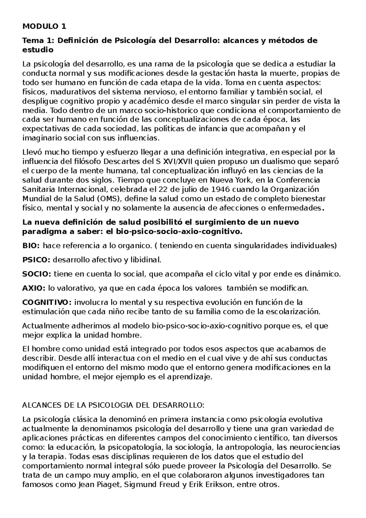 Psicologia DEL Desarrollo - MODULO 1 Tema 1: Definición de Psicología del Desarrollo: alcances y ...