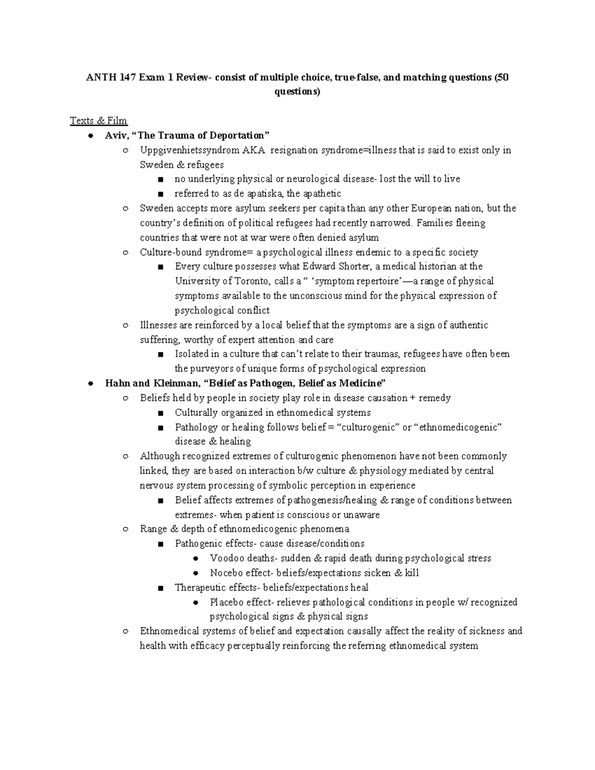 Anth 147 Exam - study guide - ANTH 147 Exam 1 Review- consist of ...