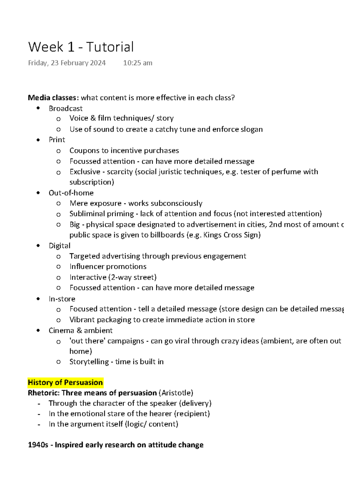 Week 1 - Tutorial - Media classes: what content is more effective in each class? Broadcast Voice ...