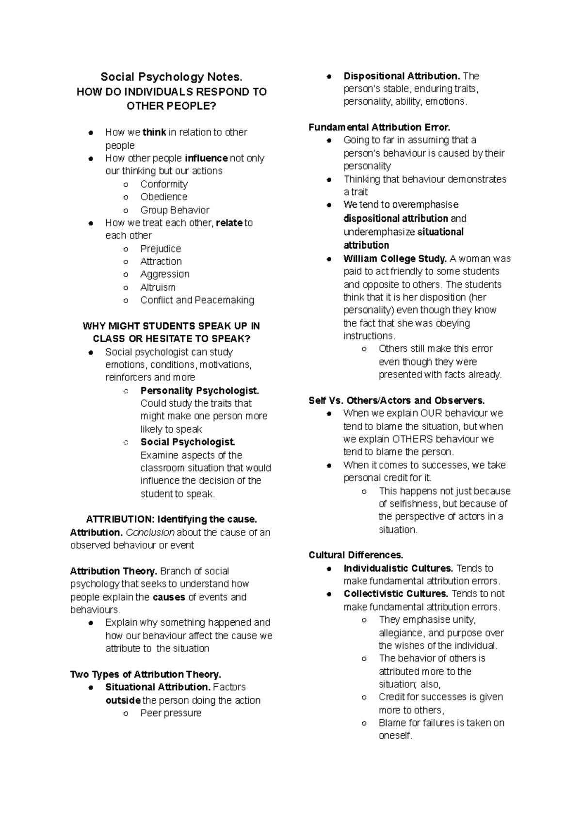 Social Psychology Chapter 14 - Social Psychology Notes. HOW DO ...