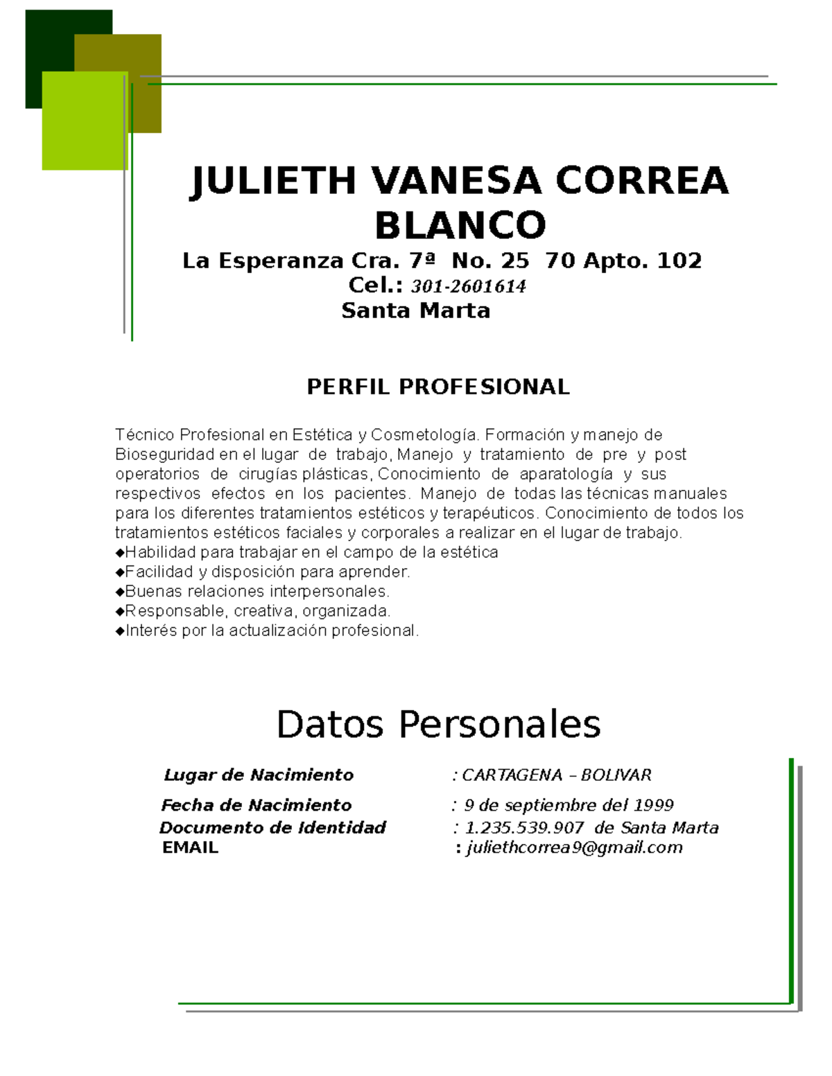 HOJA DE VIDA Julieth Vanesa Correa Blanco - JULIETH VANESA CORREA ...