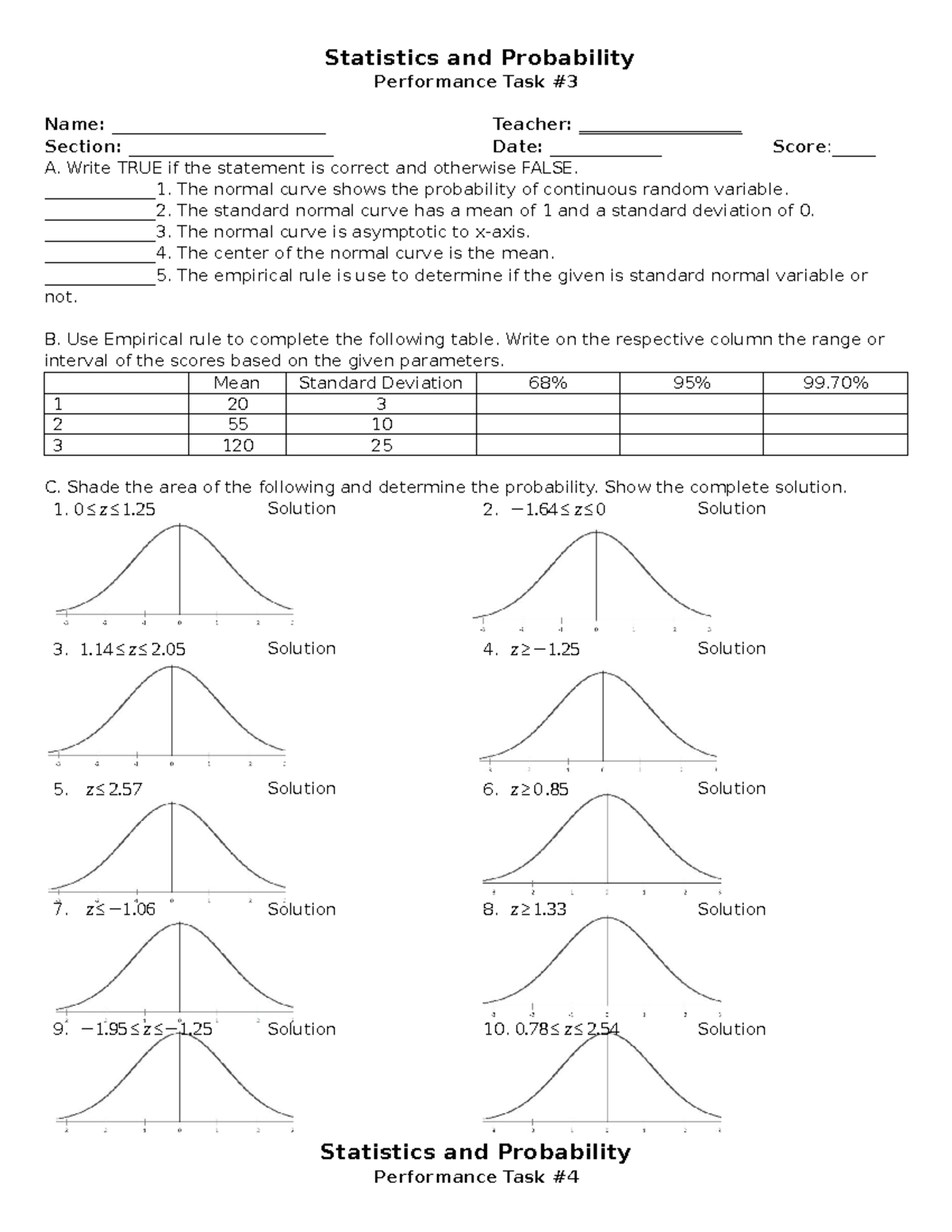 statistics and probability - Statistics and Probability Performance ...