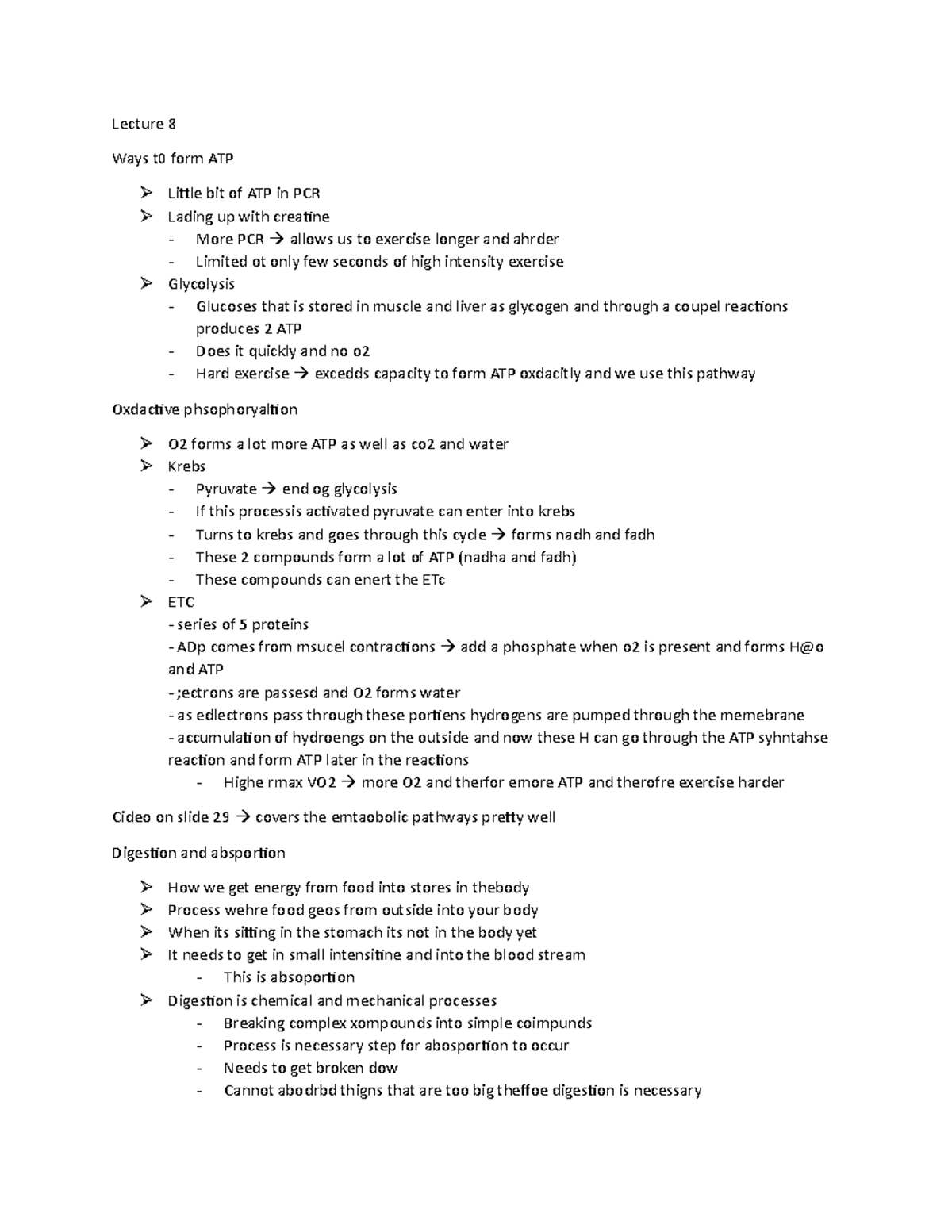 Lec 8 of Exercise Nutrition - Lecture 8 Ways t0 form ATP Little bit of ...