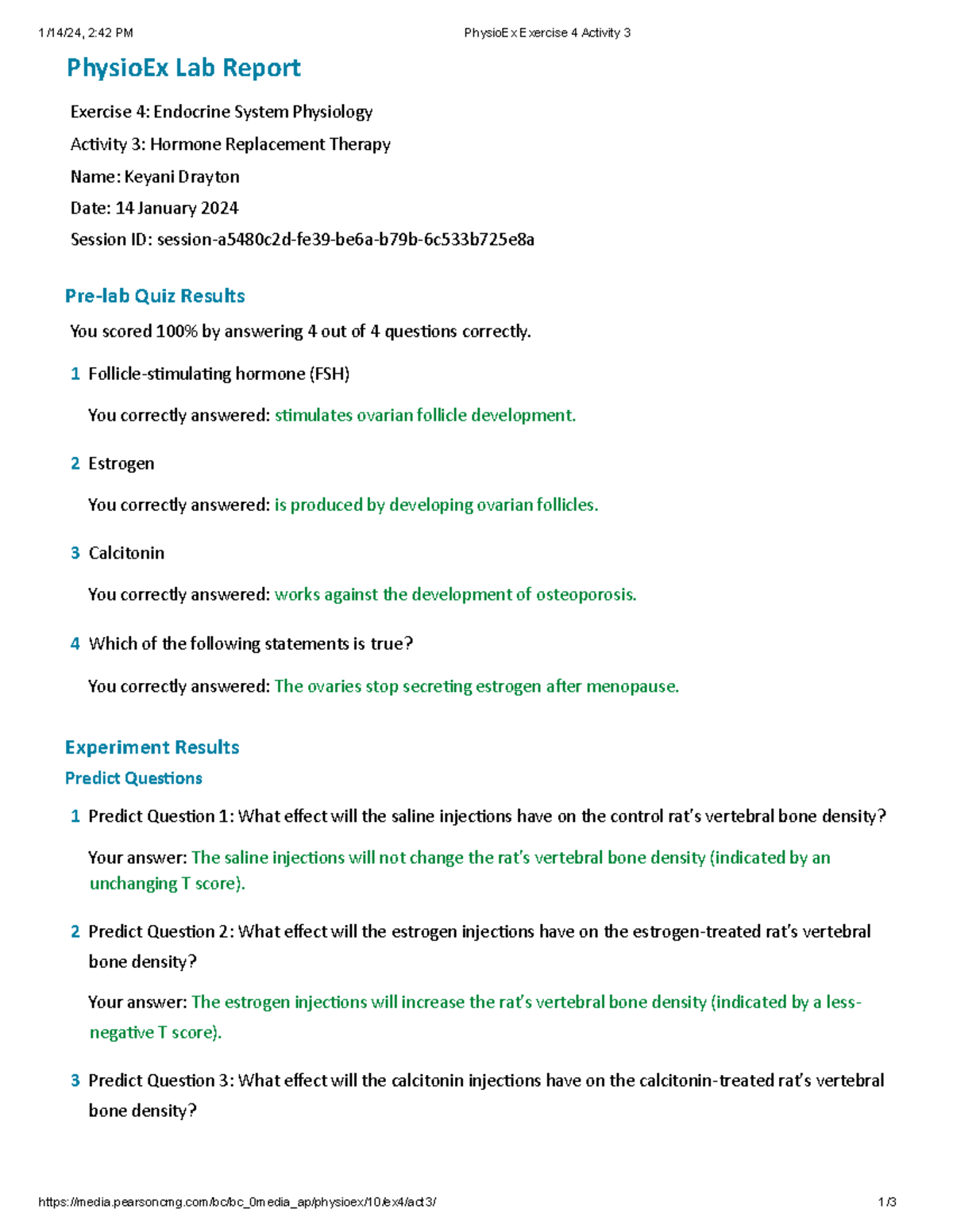 Physio Ex Endocrine Activity 3 - 1/14/24, 2:42 PM PhysioEx Exercise 4 ...